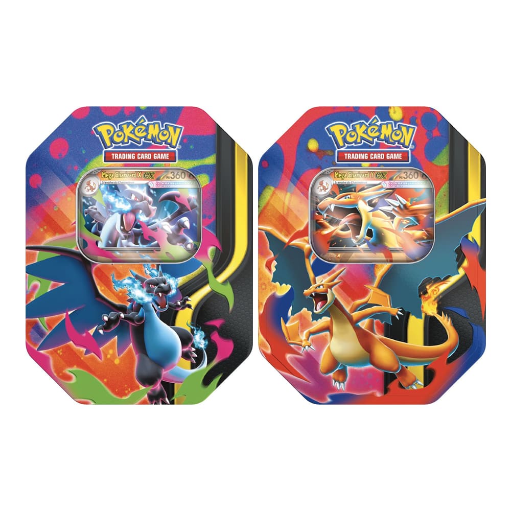Pokemon Ascesa Eroica Mega Charizard X-ex e Mega Charizard Y-ex Tin da ...