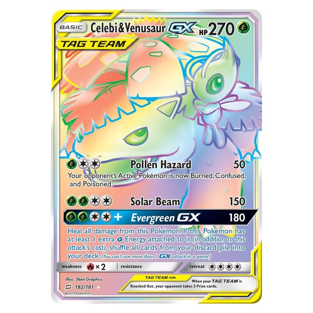 Celebi & Venusaur GX - Rainbow Rare 182/181 Celebi e Venusaur GX ...
