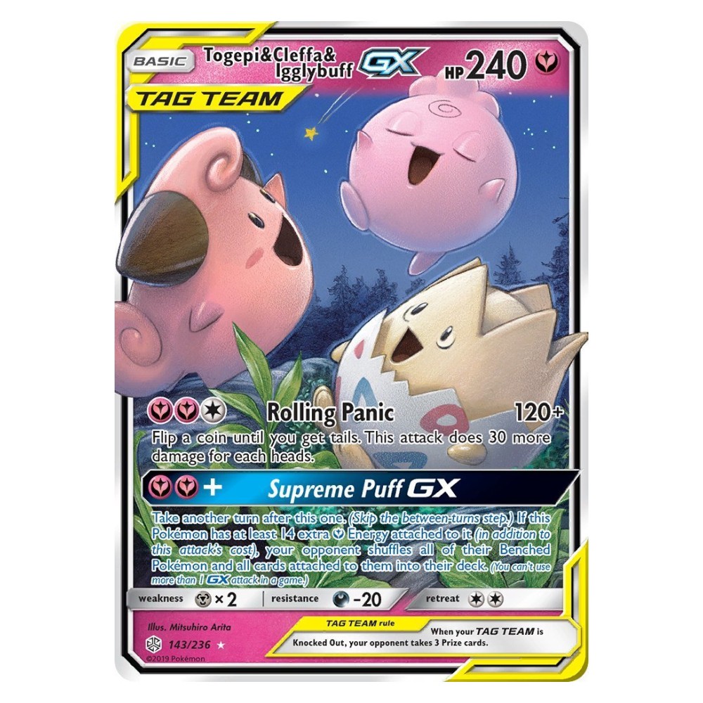Togepi & Cleffa & Igglybuff GX - Secret Rare 143/236 Togepi, Cleffa e ...